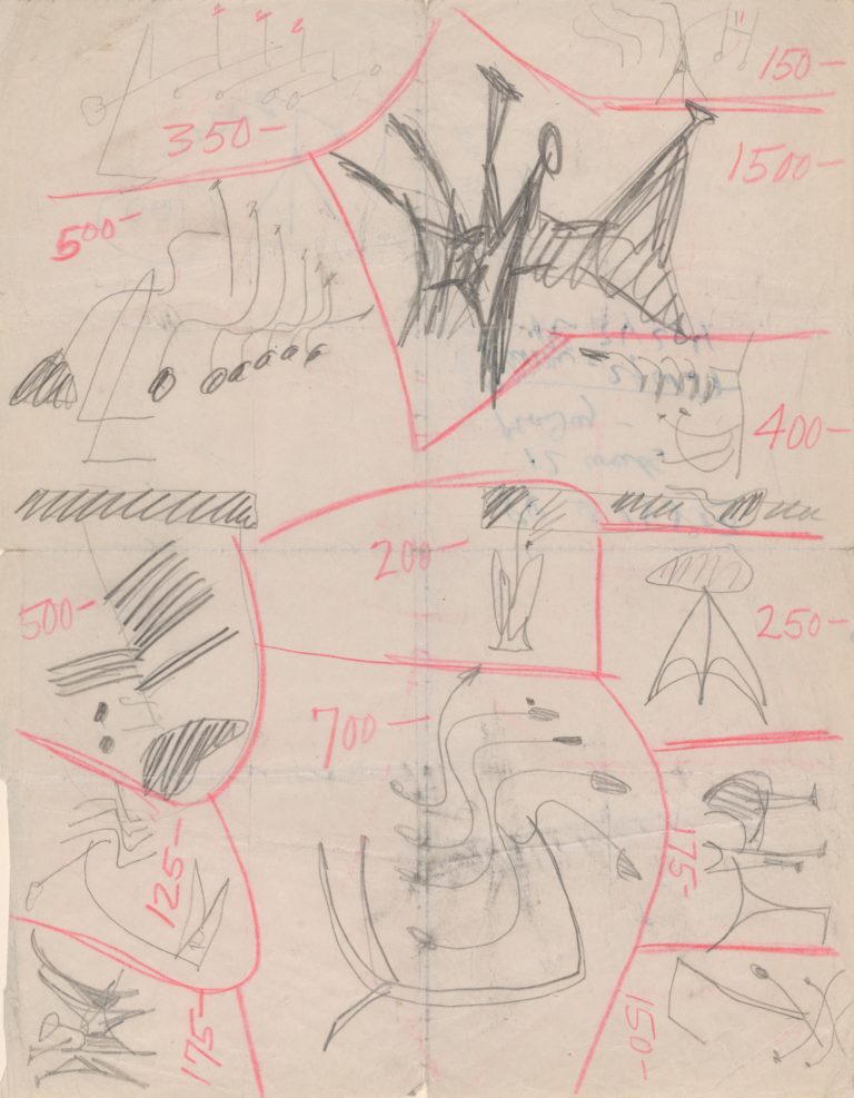 Installation drawing of 13 objects in Calder (1940) | Calder Foundation