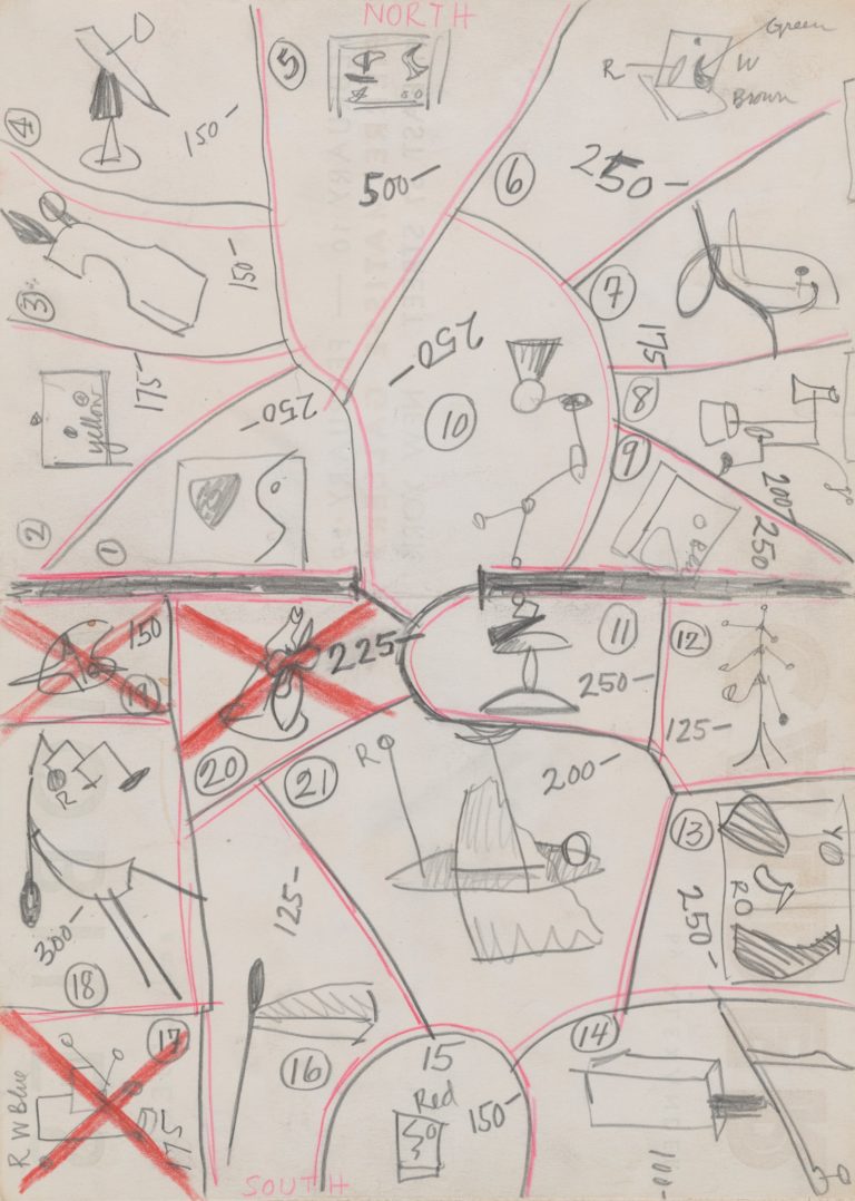 Installation drawing of 21 objects in Mobiles and Objects by Alexander ...