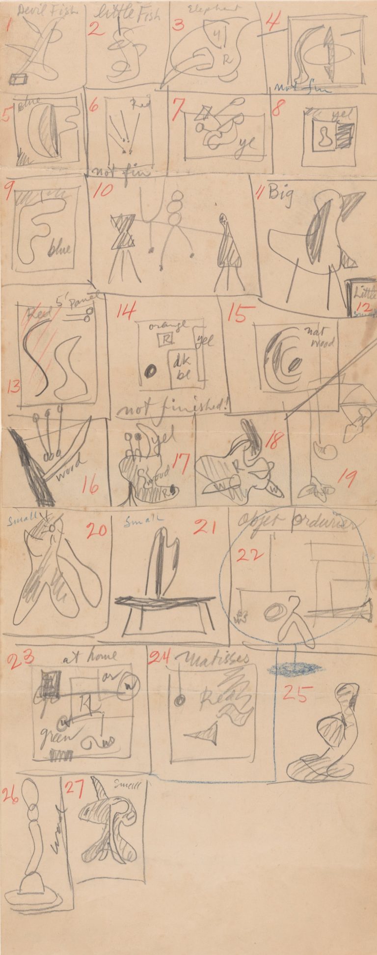 Inventory drawing for Calder: Stabiles & Mobiles (1937) | Calder Foundation